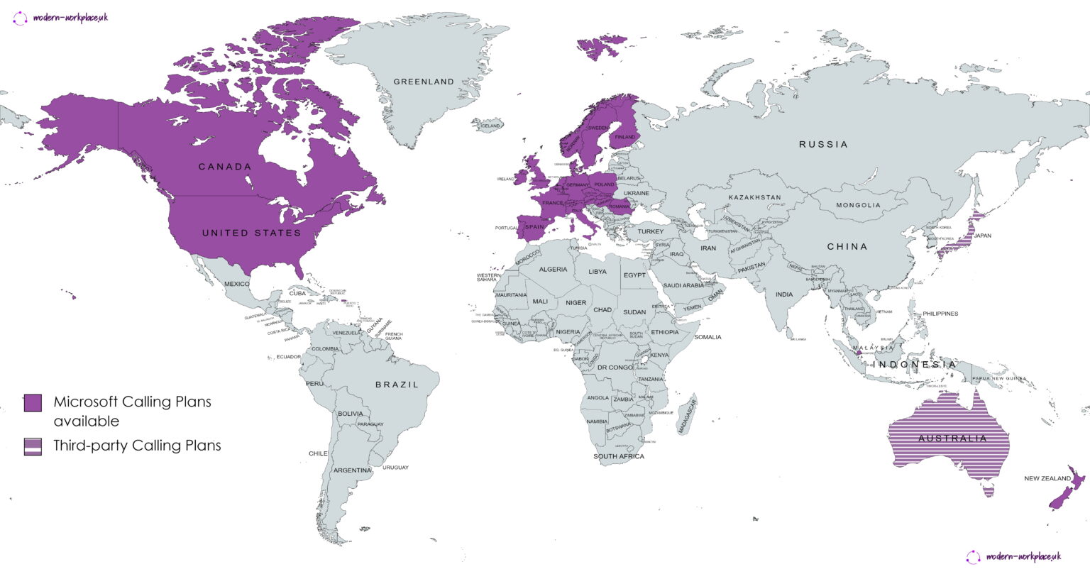 Countries where Microsoft Teams Calling Plans are available